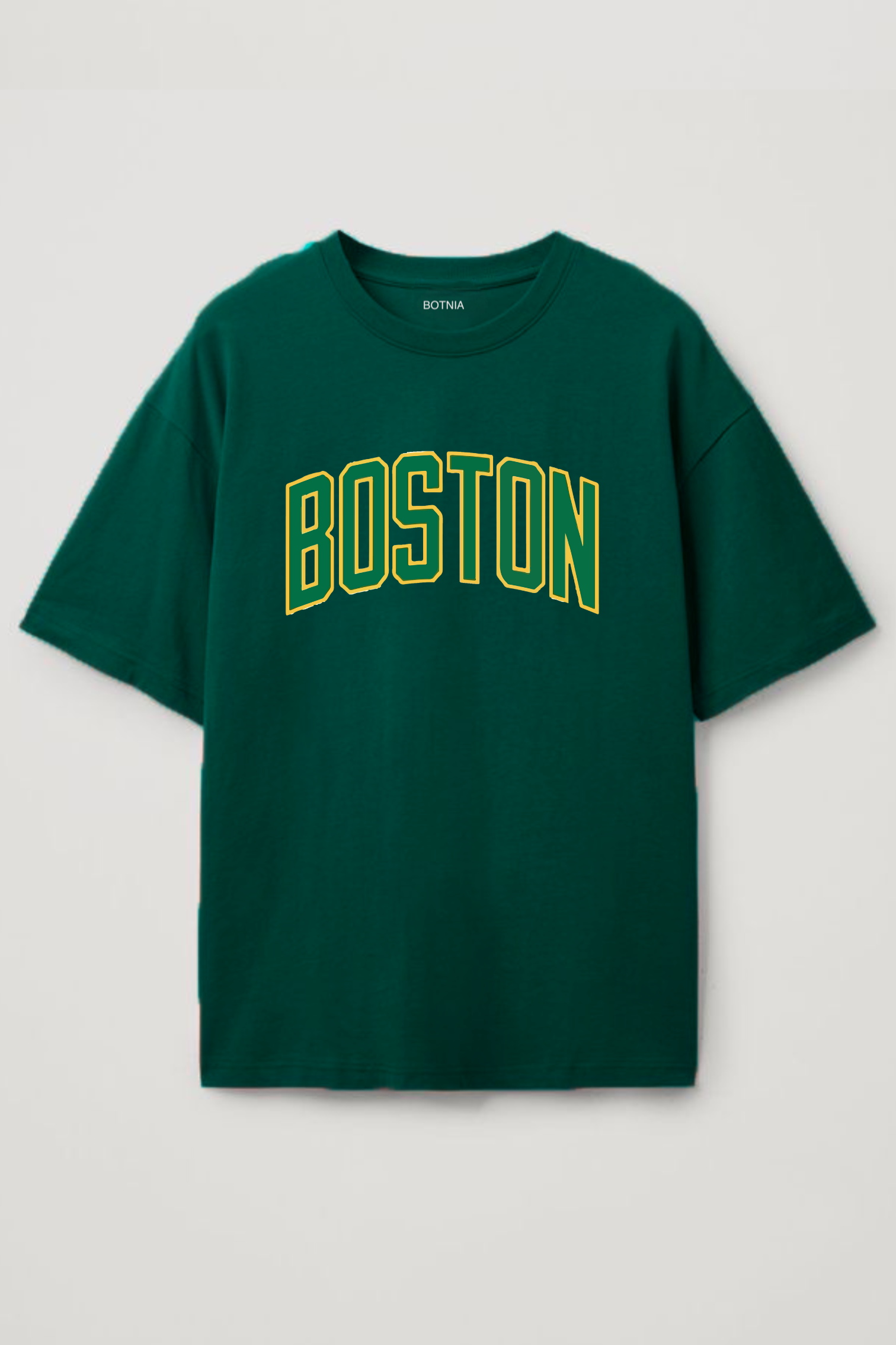 Shop BOSTON Printed Green Oversized T-Shirt Online - Botnia