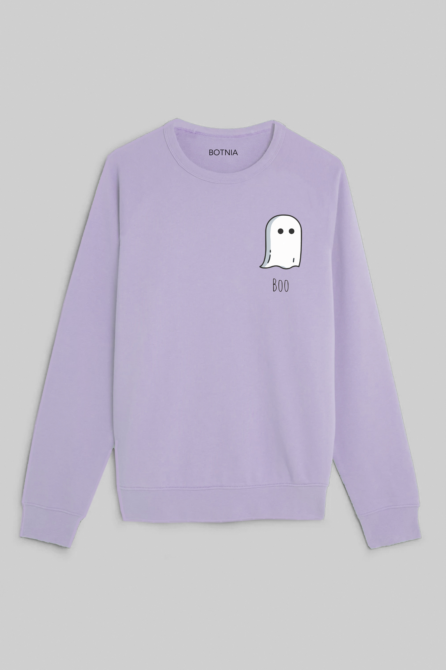 Boo Lavender 100% Cotton Fleece Oversized Plain Round Full Sleeve ...