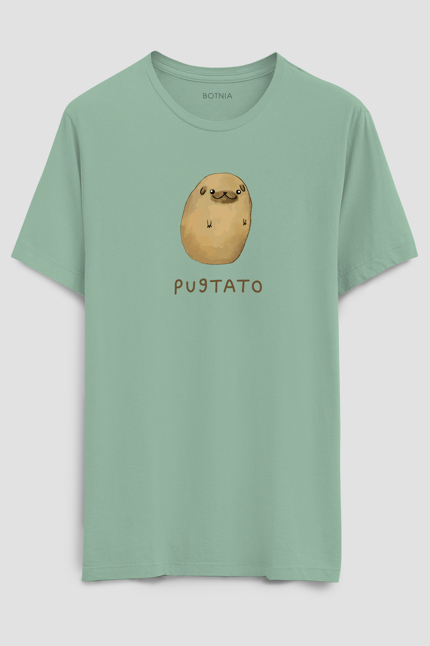 Shop Pugtato Printed Sage Green Graphic T-Shirt Online - Botnia